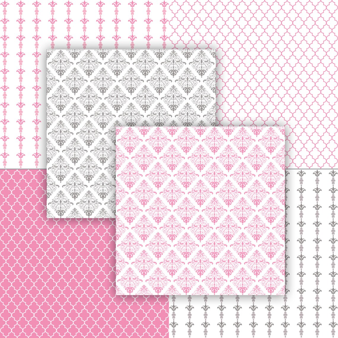 Pink and Gray Digital Paper - Etsy