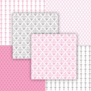 Pink and Gray Digital Paper - Etsy