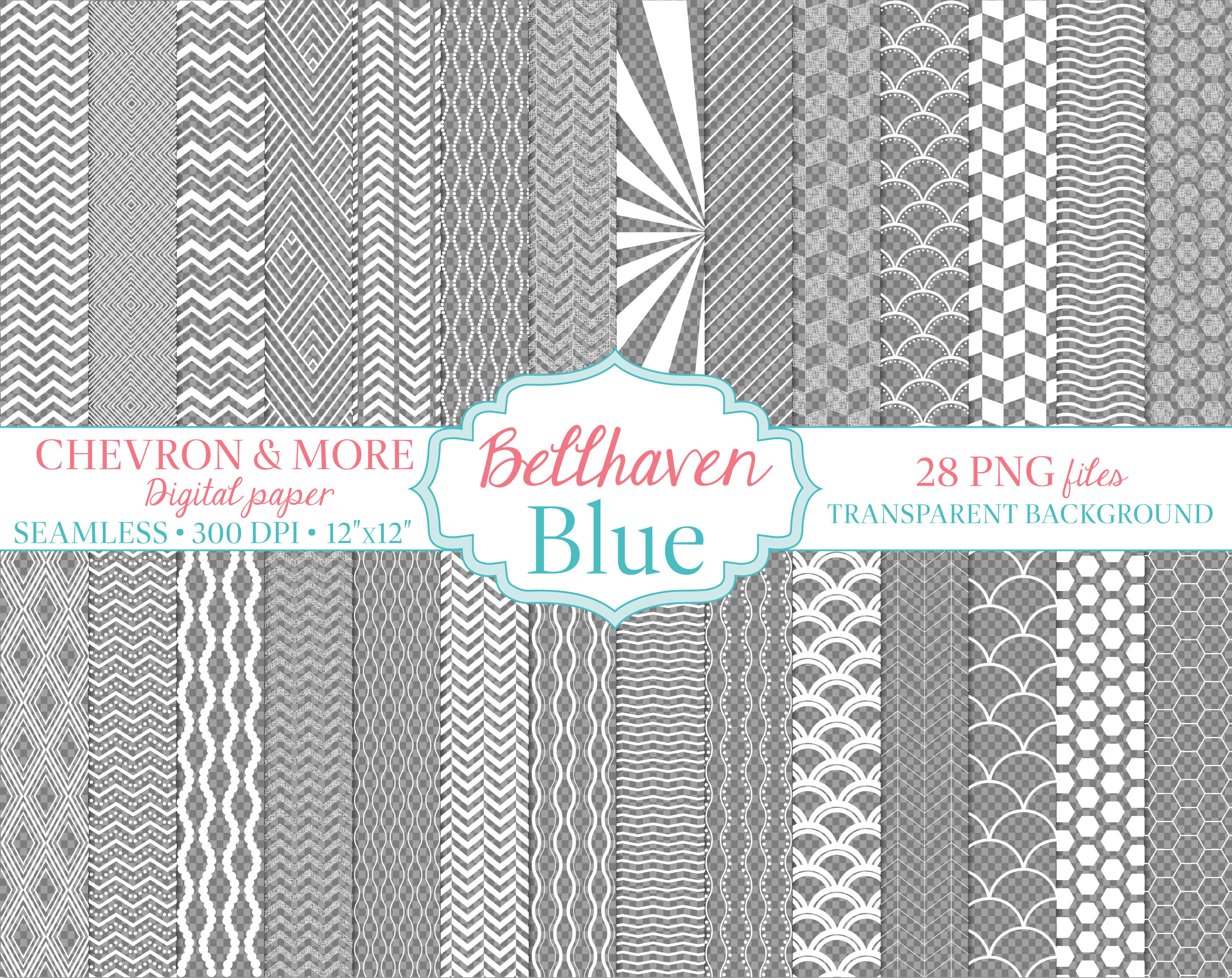 Chevron and More Overlay Digital Paper, 28 PNG Files, Instant Download ...