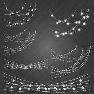 Chalkboard Star String Light & Garland Clipart, PNG Files, Instant ...