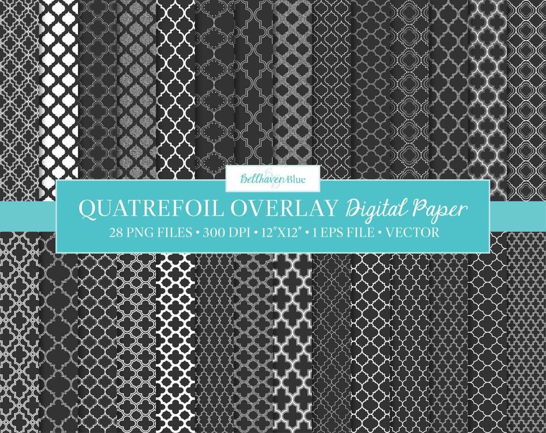 Quatrefoil Overlay Digital Paper, PNG, EPS, Vector, Transparent ...