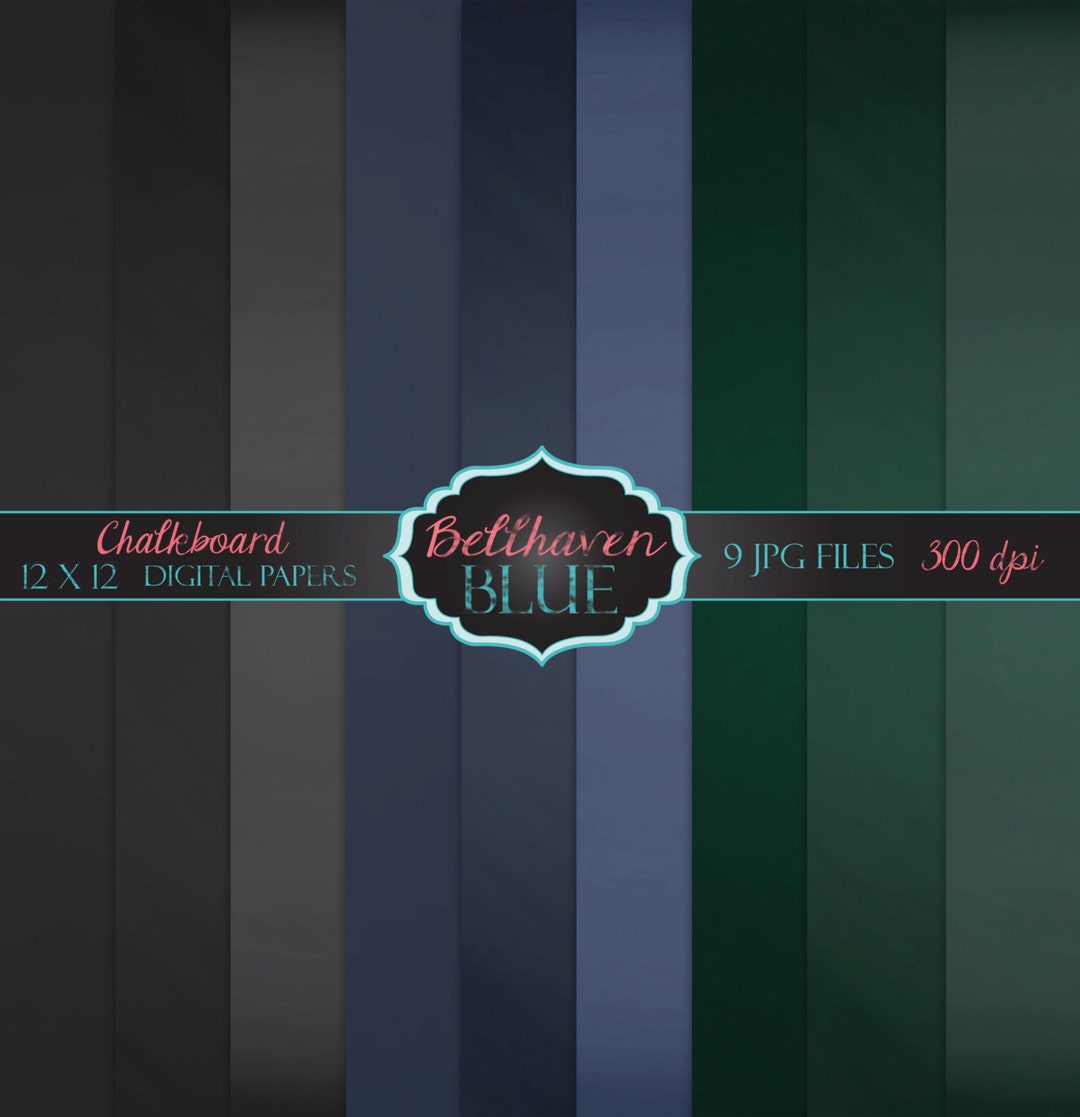 Black, Blue, Green Chalkboard Digital Papers - Etsy