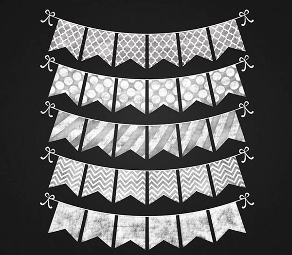 Chalkboard Bunting Banner Clipart - Etsy