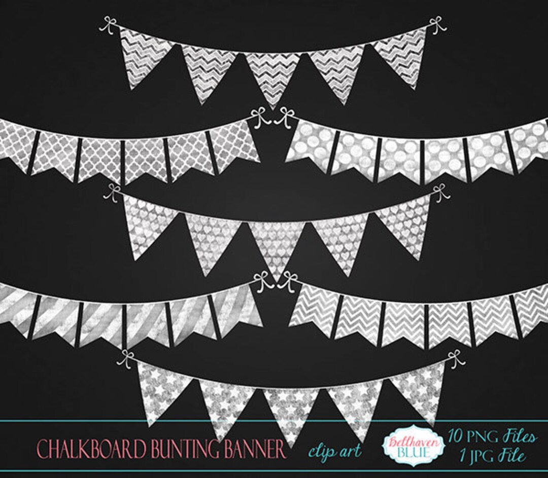 Chalkboard Bunting Banner Clipart - Etsy