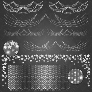 Chalkboard Star String Light & Garland Clipart, PNG Files, Instant ...