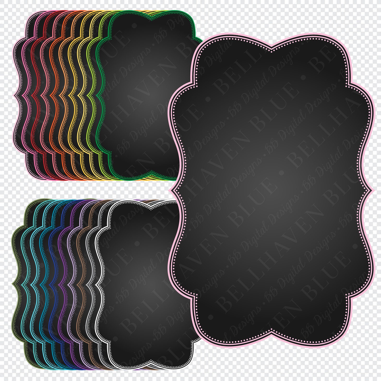 Bracket Frame Clipart, Chalkboard Frame, Instant Download, Vector, EPS ...