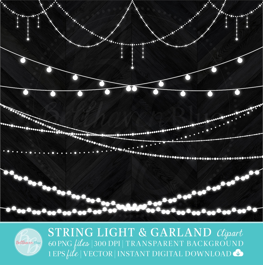 String Light Clipart, Overlay, Transparent Background, White Clipart ...