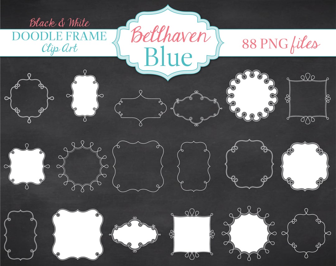 Doodle Frame Clip Art, 88 PNG Images, Transparent Background, Digital ...
