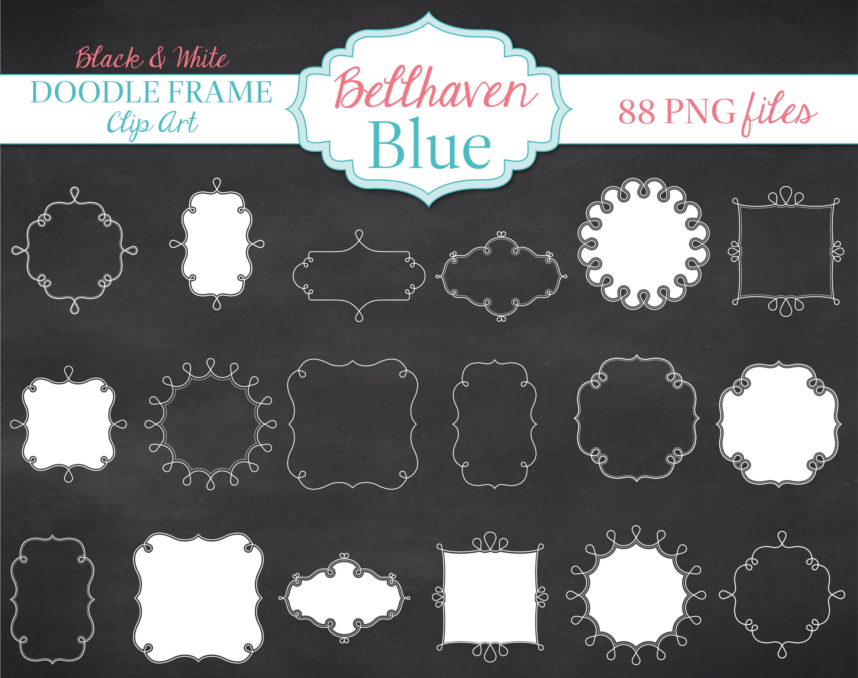 Doodle Frame Clip Art, 88 PNG Images, Transparent Background, Digital ...