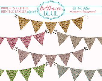 Gold and Silver Glitter Bunting Banner Clipart | Etsy