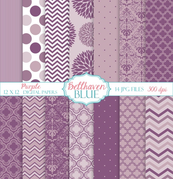 Shades of Purple Digital Paper | Etsy