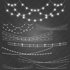 Chalkboard Star String Light & Garland Clipart, PNG Files, Instant ...
