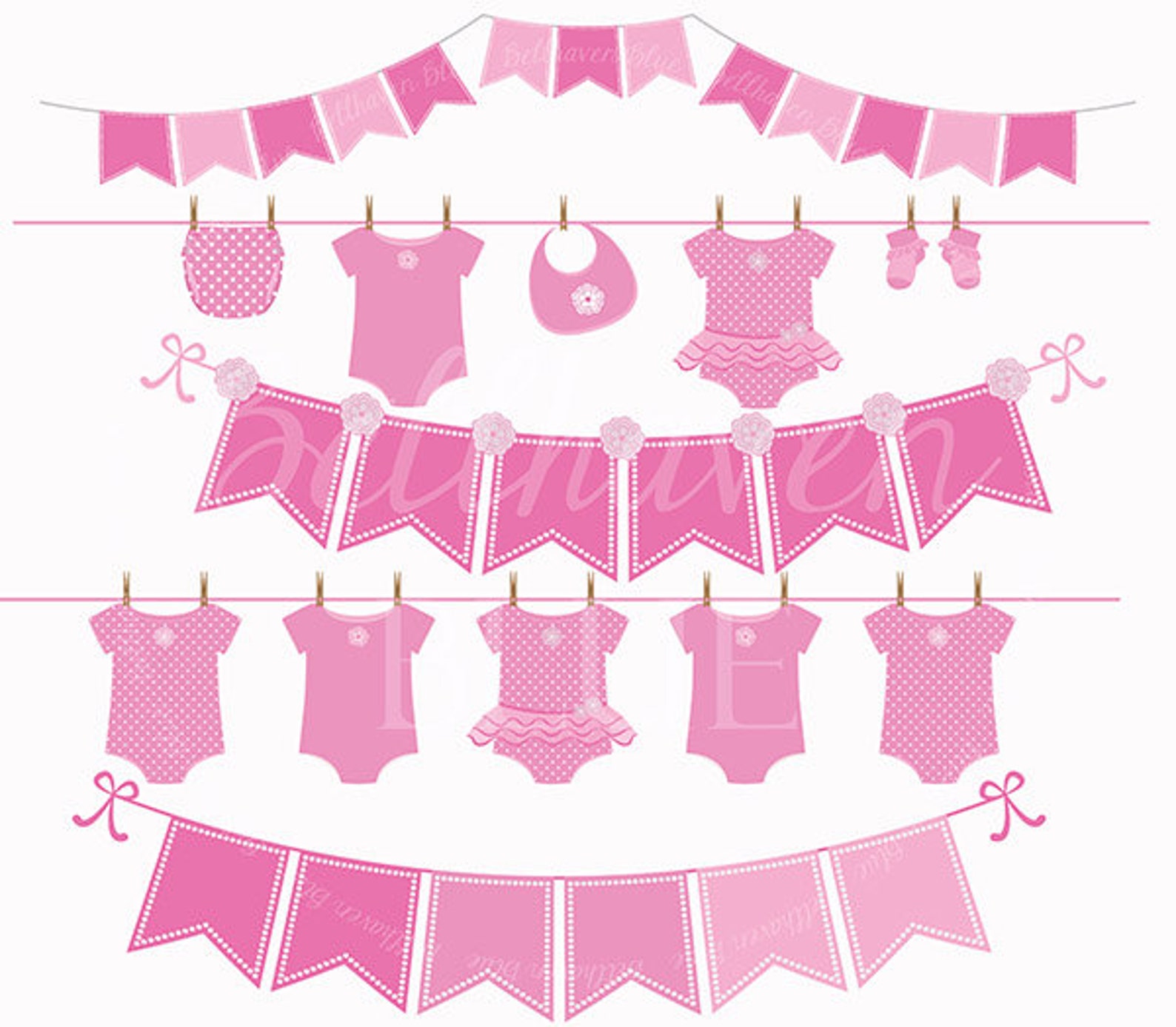 Pink Baby Shower Clipart - Etsy