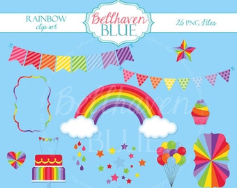 Rainbow Ombre Chalk Bunting Banner Clipart | Etsy