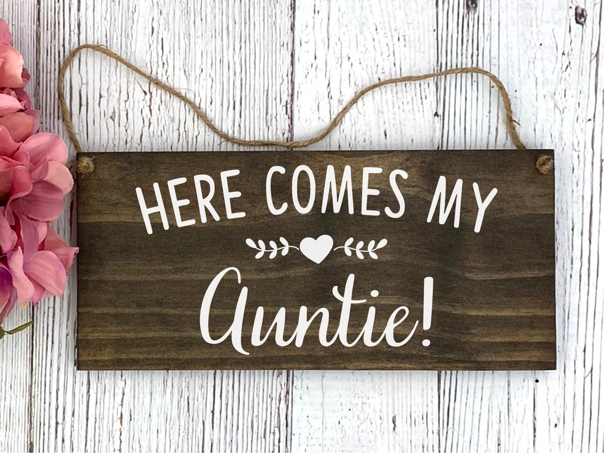 Here Comes My Auntie Ring Bearer Sign Flower Girl Sign | Etsy