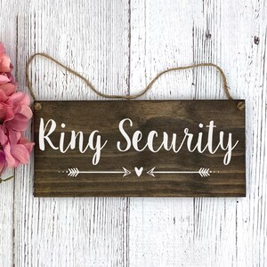 Rustic Hand Painted Wood Wedding Sign, Ring Security, Ring Bearer Sign ...