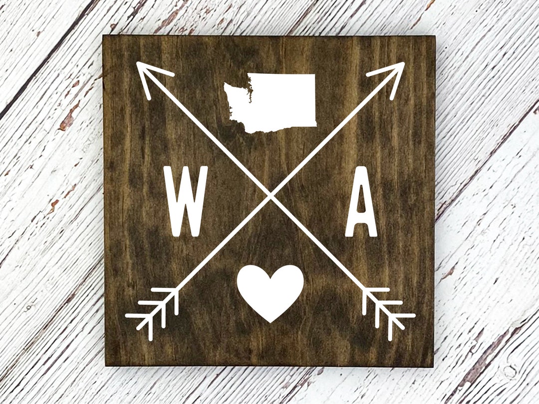 Rustic Hand Painted Wood Washington State Sign, Washington State Decor ...