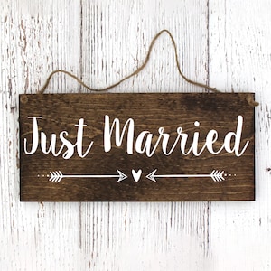 Rustic Hand Painted Wood Wedding Sign, Just Married Wedding Photo Prop ...