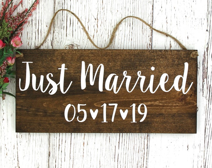 Just Married Signs-10x 5.5 Natural Wood Laser Engraved Signs ...