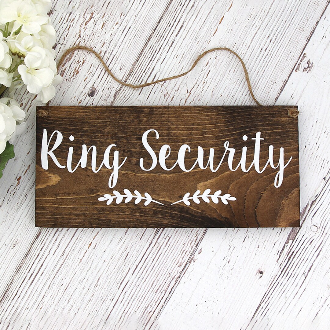 Rustic Hand Painted Wood Wedding Sign, Ring Security, Ring Bearer Sign ...