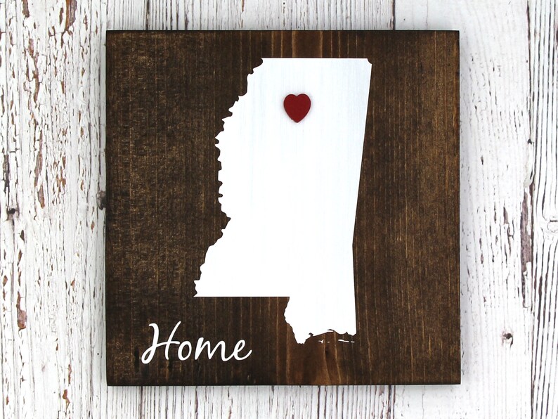 Mississippi State Home Sign All States Available Rustic Hand - Etsy