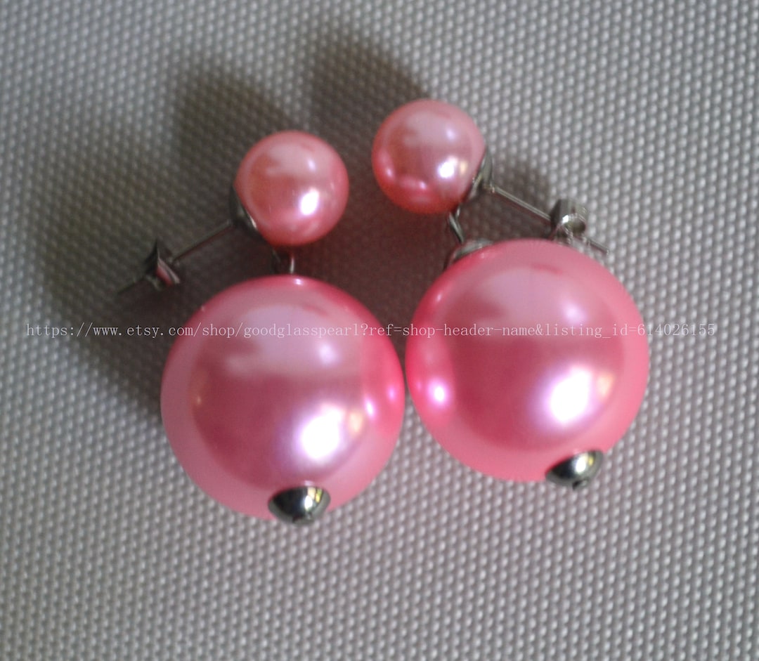 Big Pink Plastic Pearl Earrings, Stud and Dangling - Etsy