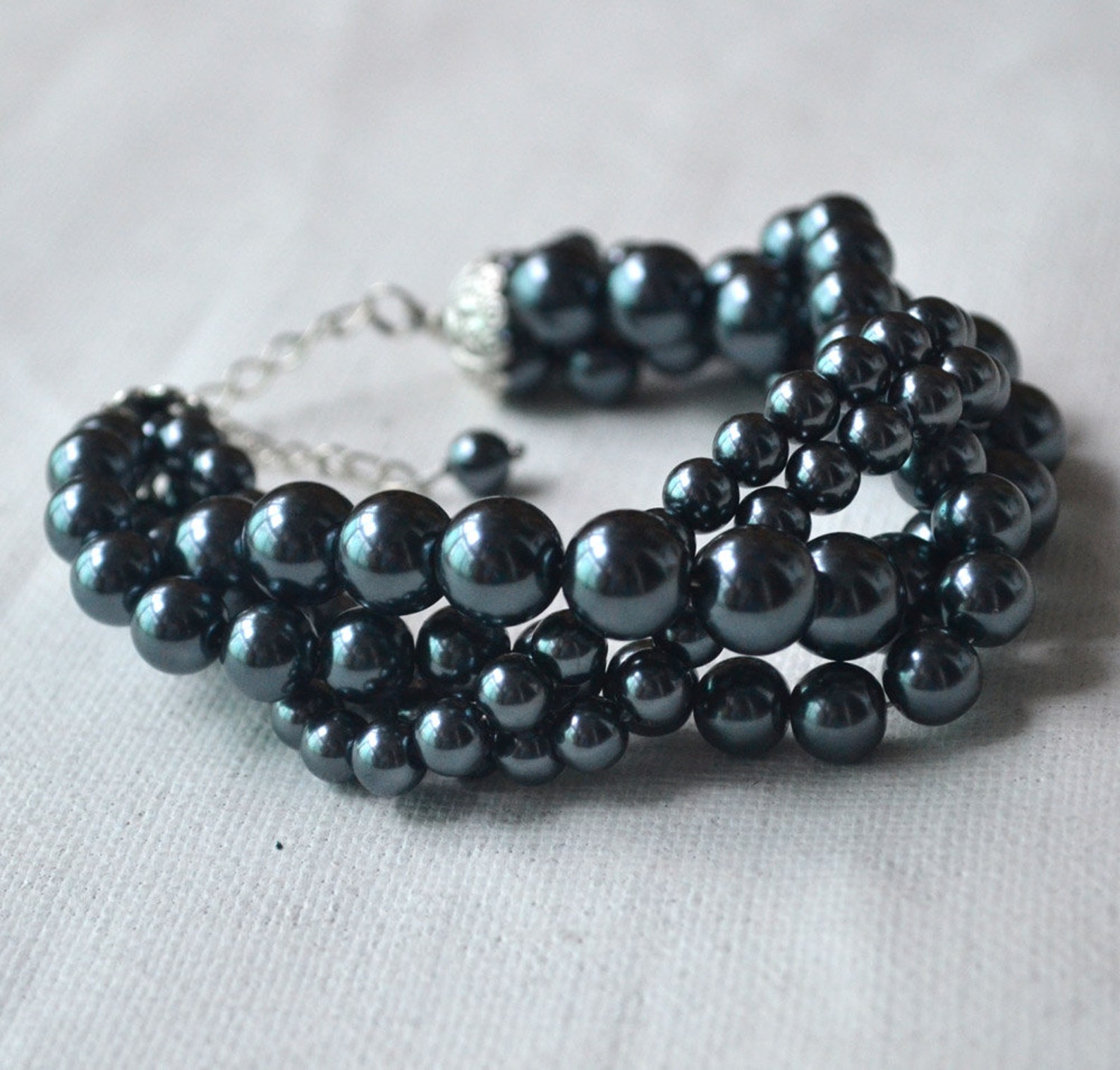 Bracelet perle bracelet perle gris foncé bracelet perle - Etsy France