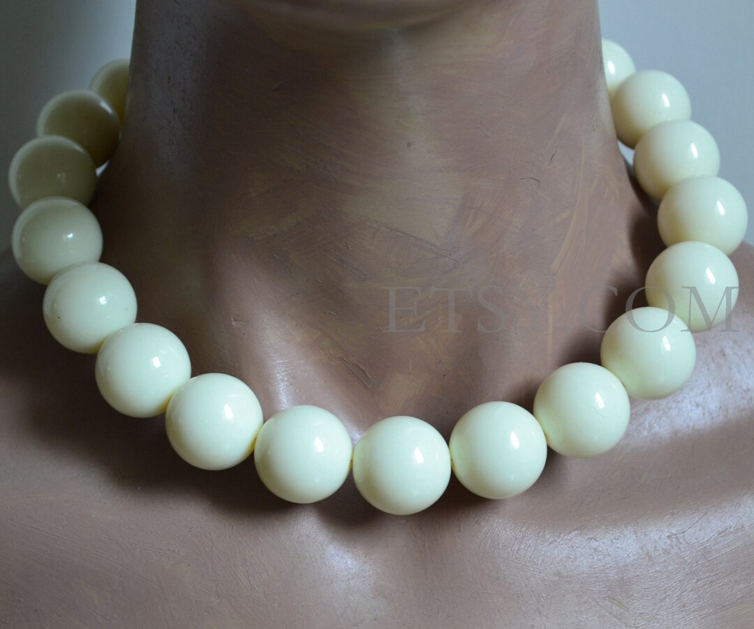 Big Ivory Bead Necklace, Acrylic Statement Necklace - Etsy