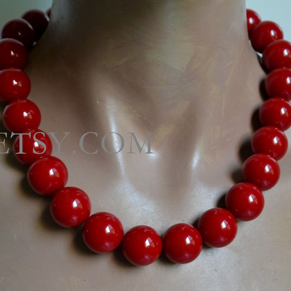 Red Bead Necklace - Etsy