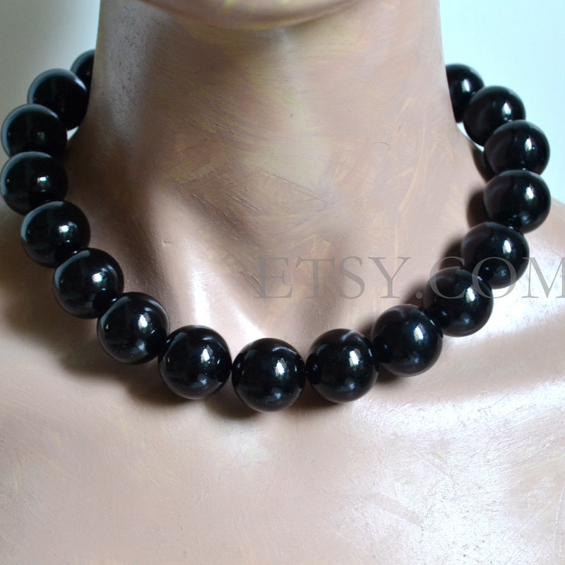 Black Bead Necklace - Etsy