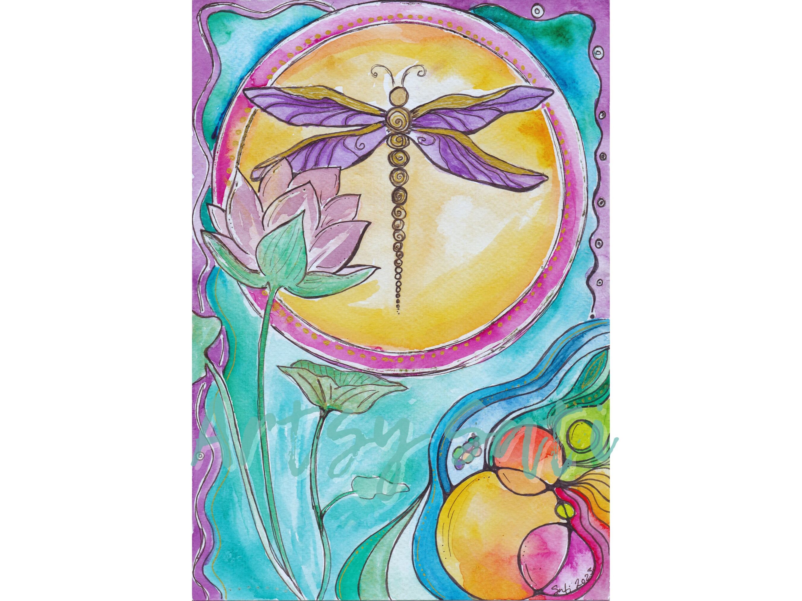 Dragonfly Art Nouveau Painting
