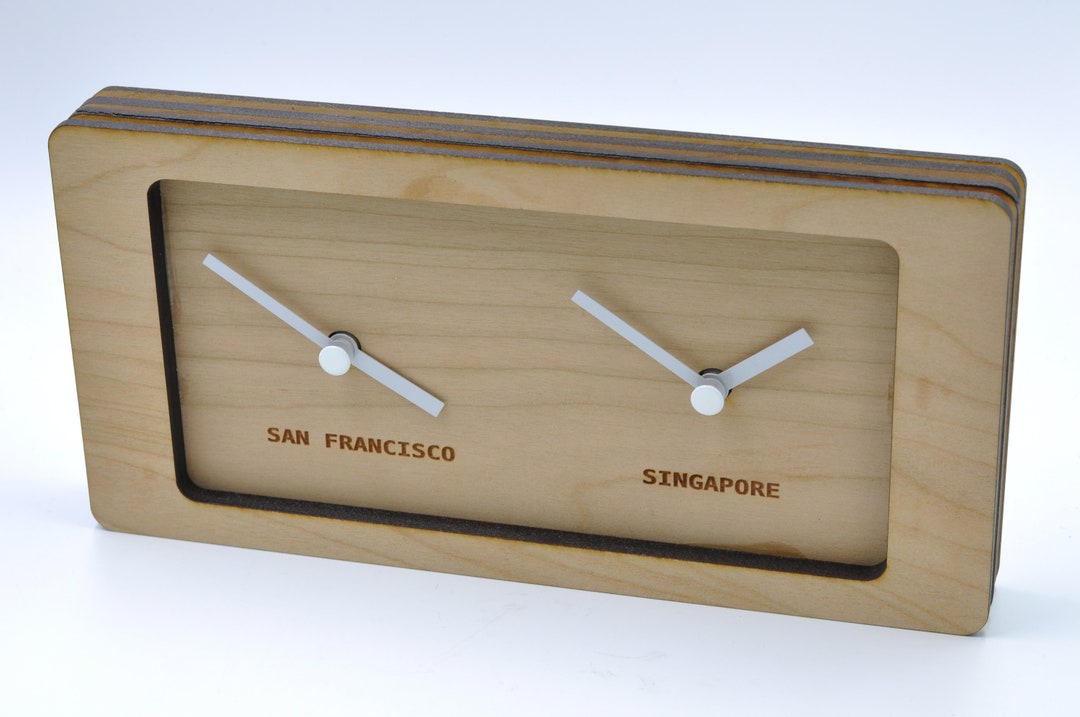 Personalized Two Time Zone Clock Custom Made World Dual - Etsy