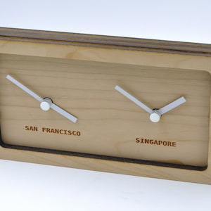 Personalized Two Time Zone Clock Custom Made World Dual - Etsy