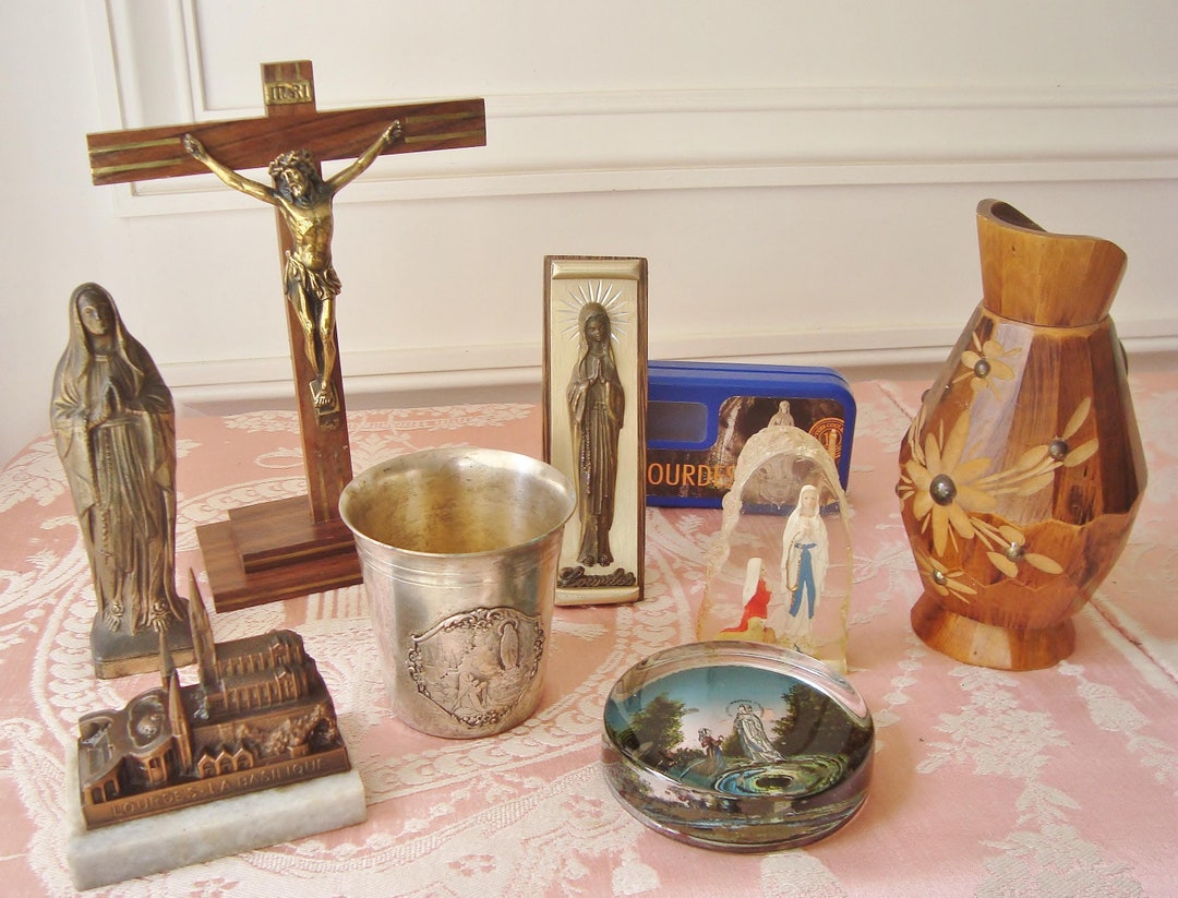 Collection of Souvenir Items From Lourdes Religious Decor Pilgrim's ...