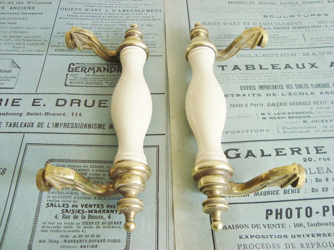 Pair Antique Handles for Double Doors or Drawers Elegant 1900's ...
