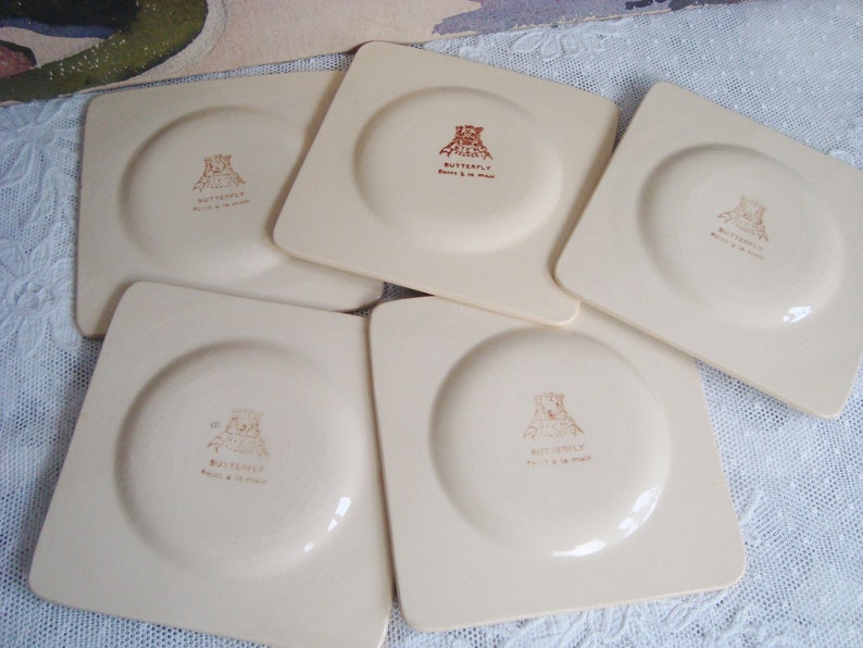 Set of 5 Vintage Cake Plates by Gien With Hand Painted Floral - Etsy