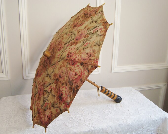 Antique French Parasol From the 1920's Vintage Fabric - Etsy