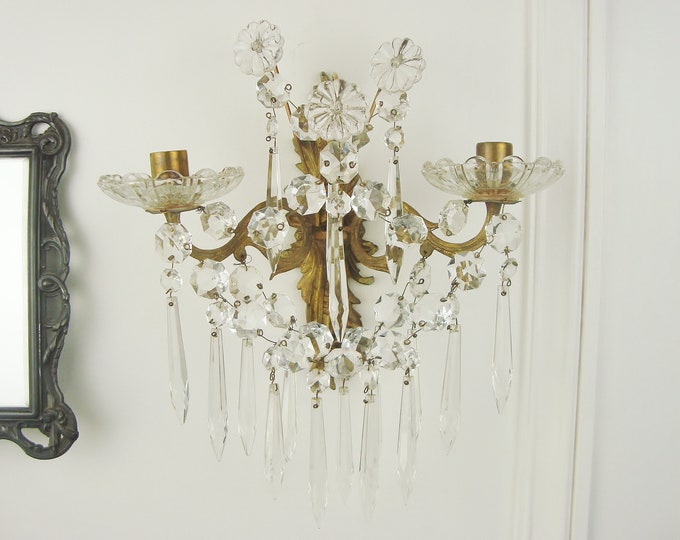 Vintage Goldtone Rope Twist Metal Heart Wall Sconce and Mirror // Bow ...