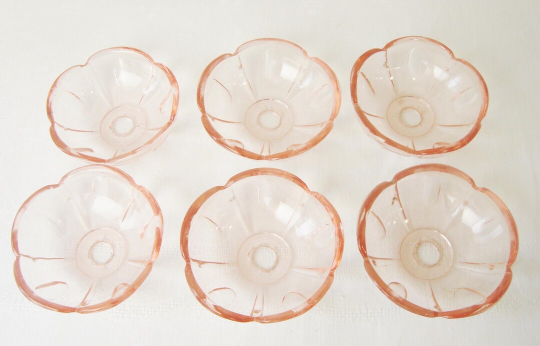 Set of 6 Vintage Pink Glass Bobeches Cups for Chandelier or Sconces - Etsy