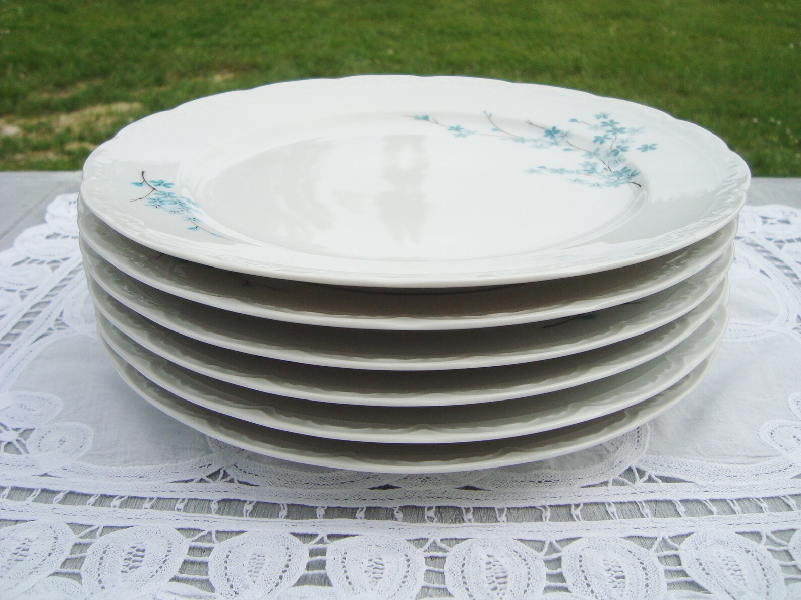 Set of 6 Vintage French Plates in White Porcelain With Pretty - Etsy