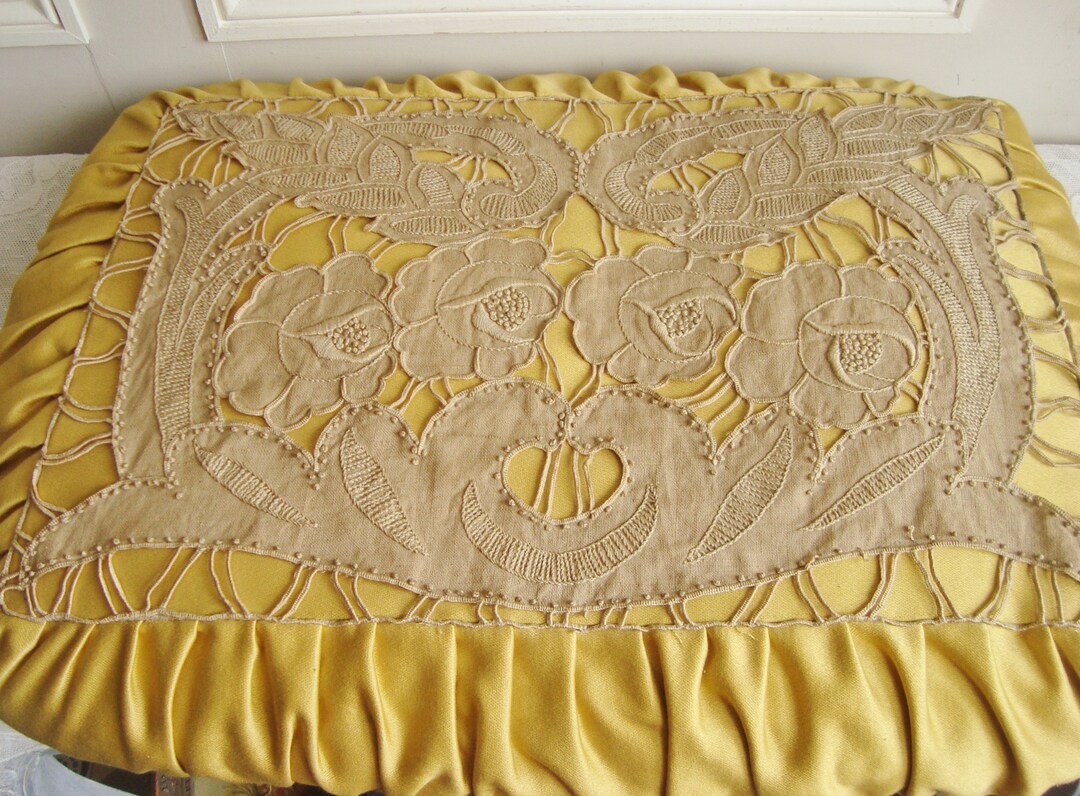 Antique French Chateau Cushion Handmade Gold Pillow With Floral Motifs ...