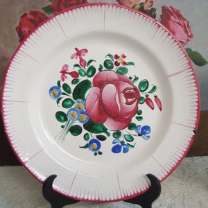 Pair Antique Decorative Plates With Hand Painted Rose Motifs Shabby ...