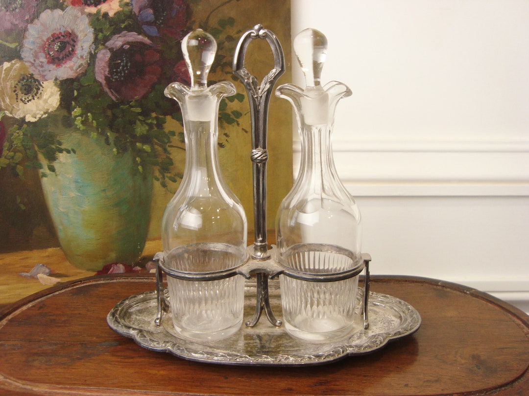 Vintage French Silver Plated Oil and Vinegar Condiments Set Made by ...