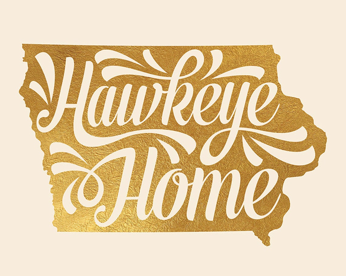 Iowa Printable Hawkeye Home Typography State Print Faux - Etsy