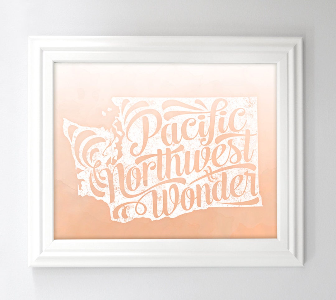 Washington State State Print Typography Printable Pacific Northwest ...