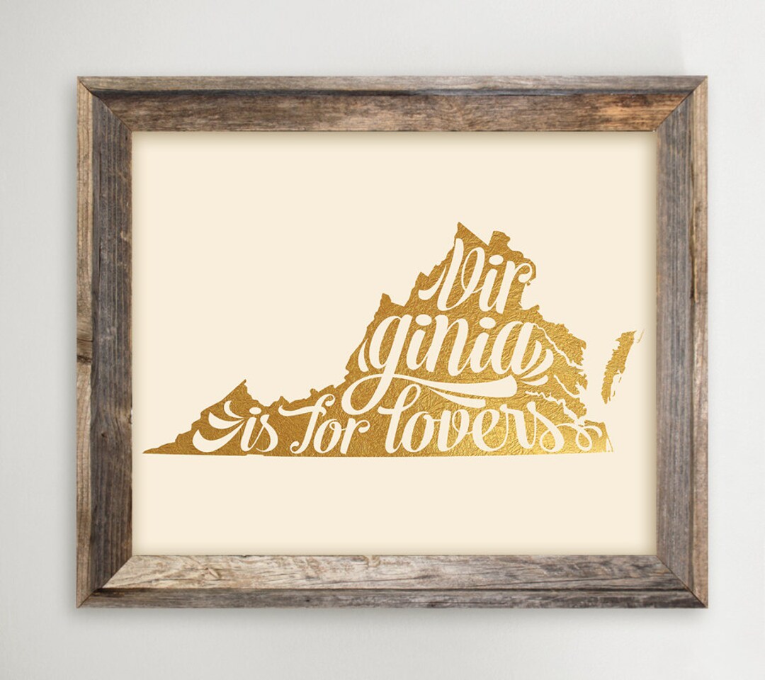 Virginia State Printable • Faux Gold Foil • virginia is for Lovers • VA ...