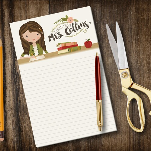 Personalized Notepad custom Stationery teacher Christmas - Etsy