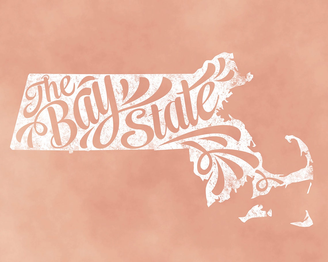 Massachusetts Typography State Print the Bay State Printable 8 - Etsy