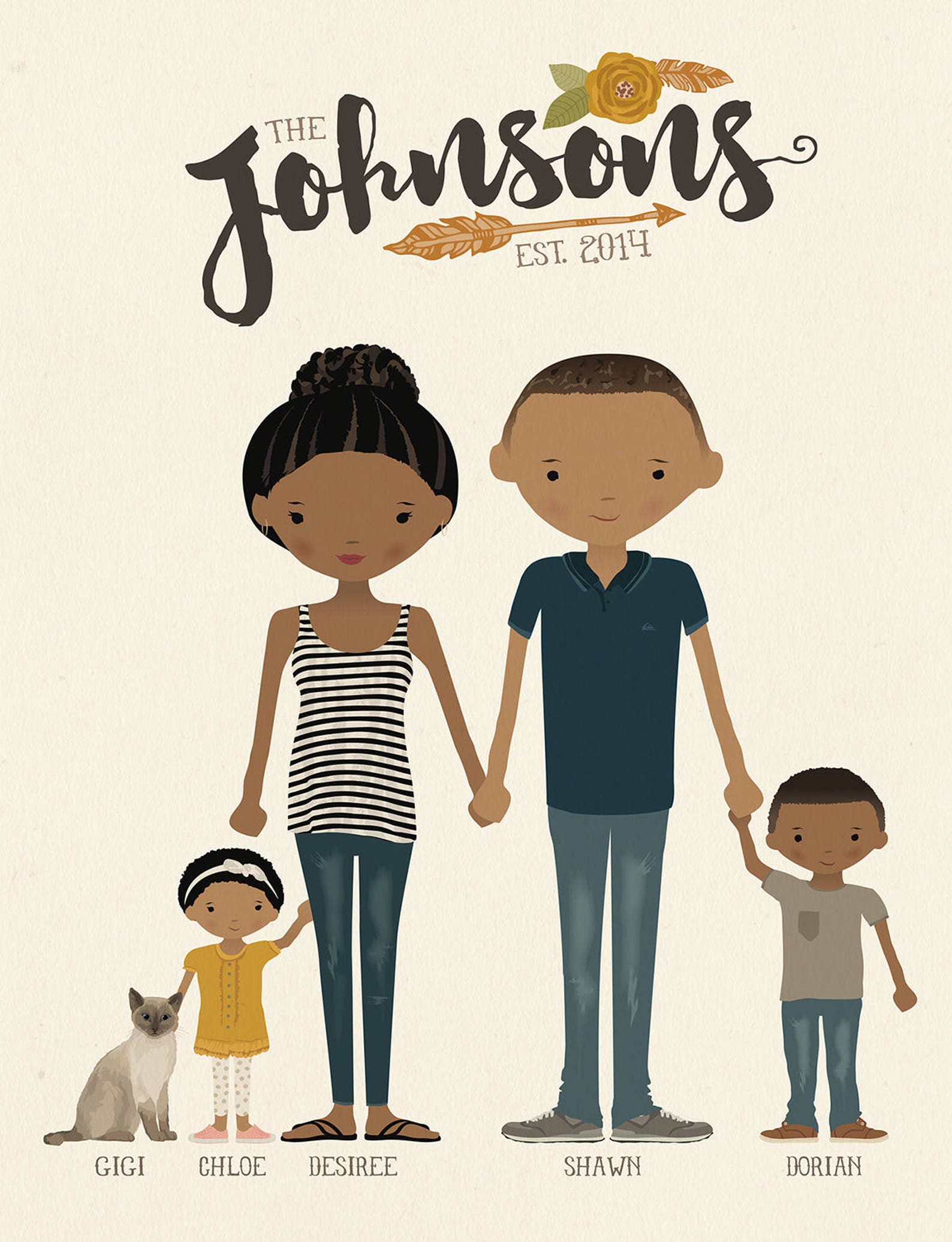 Personalized Family Portrait Drawing Custom Illustration | Etsy