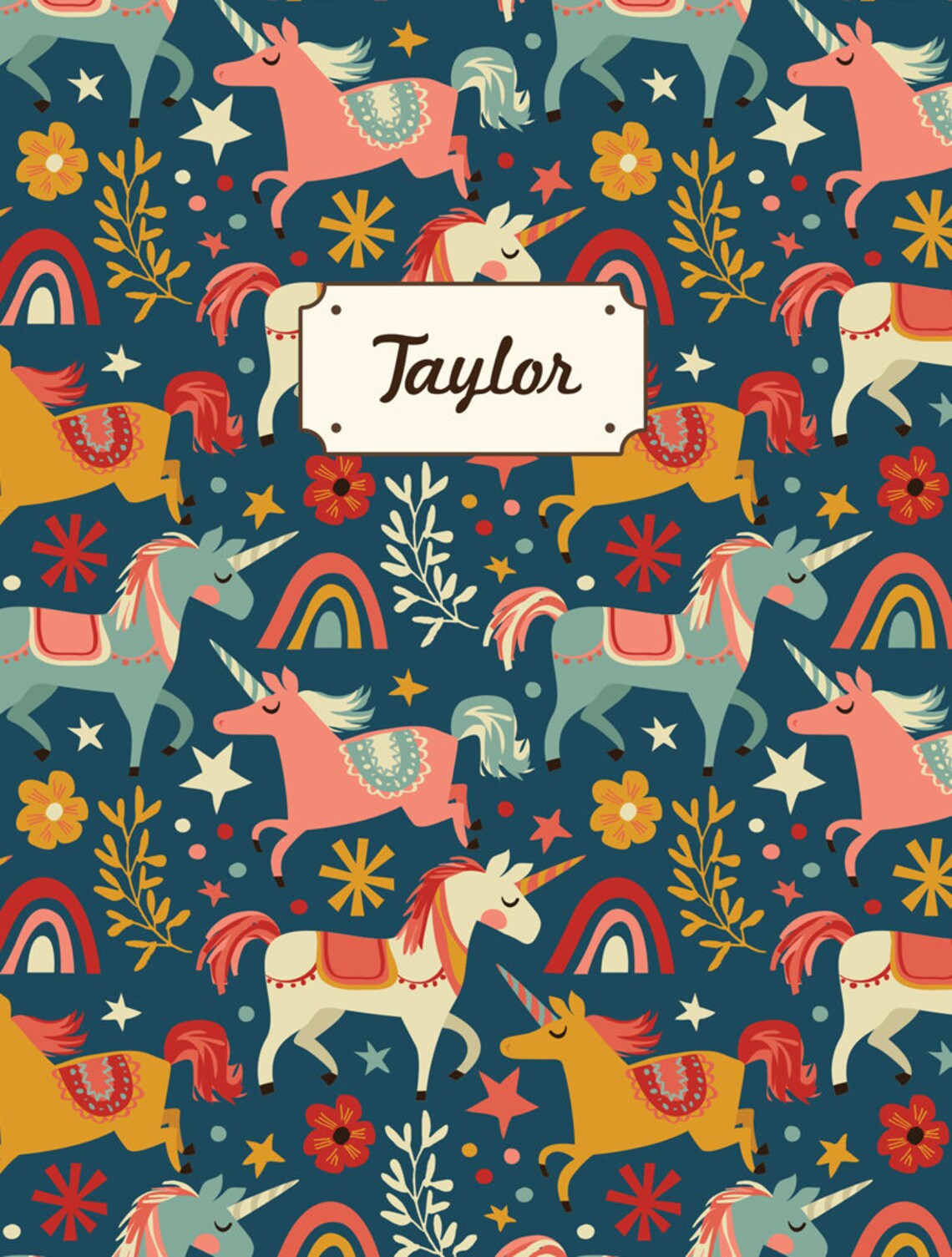 Unicorn Pattern Custom Spiral Bound Notebook illustrated - Etsy